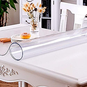Eralove Rectangle 60 x 30 inch Thick 2mm Clear Tablecloth Cover Protector Crystal Plastic Transparent PVC Table Top Cover Mat Kitchen Wood Furniture Protective Cover (2mm, 30 x 60 Inches)