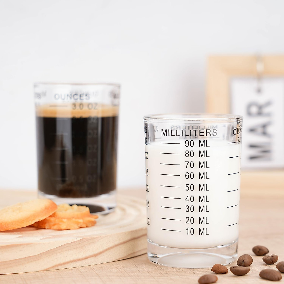 Shot Glass Measuring Cup 3 Ounce/90ML Liquid Heavy High Espresso Glass Cup Black Line