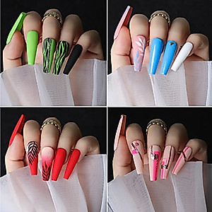 Acrylic Fake Nails Kit, Teenitor Press On Nail Supplies with Clear Coffin Nail Tips Nail Stand Nail Art Brushes Dotting Pen Glitter Sequins Stickers Rhinestones Nail Decorations Nail Starter Kit