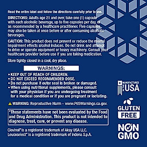 Life Extension Anti-Alcohol Complex - Hangover Relief Formula Supplement for Liver Health Support, Detox and Better Mornings After Drink - Gluten-Free, Non-GMO, Vegetarian - 60 Capsules