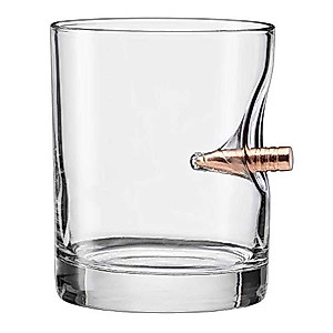 BenShot Rocks Glass with Real .308 Bullet - 11oz | Made in the USA [Set of 2]