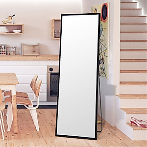 NA Full Body Mirror Full Length Floor Mirror Wall Mounted Free Standing Black Dressing Mirror Over The Door Mirror for Bedroom Bathroom Living Room Locker Room (59” x 19.7”)