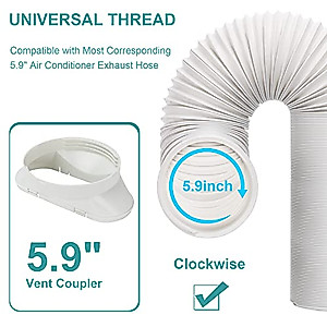 Portable Air Conditioner Window Vent Kit with Coupler, Adjustable Vertical or Horizontal Window Sliding Seal Plates for AC Unit, Suitable for 5.9 inches Exhaust Hose