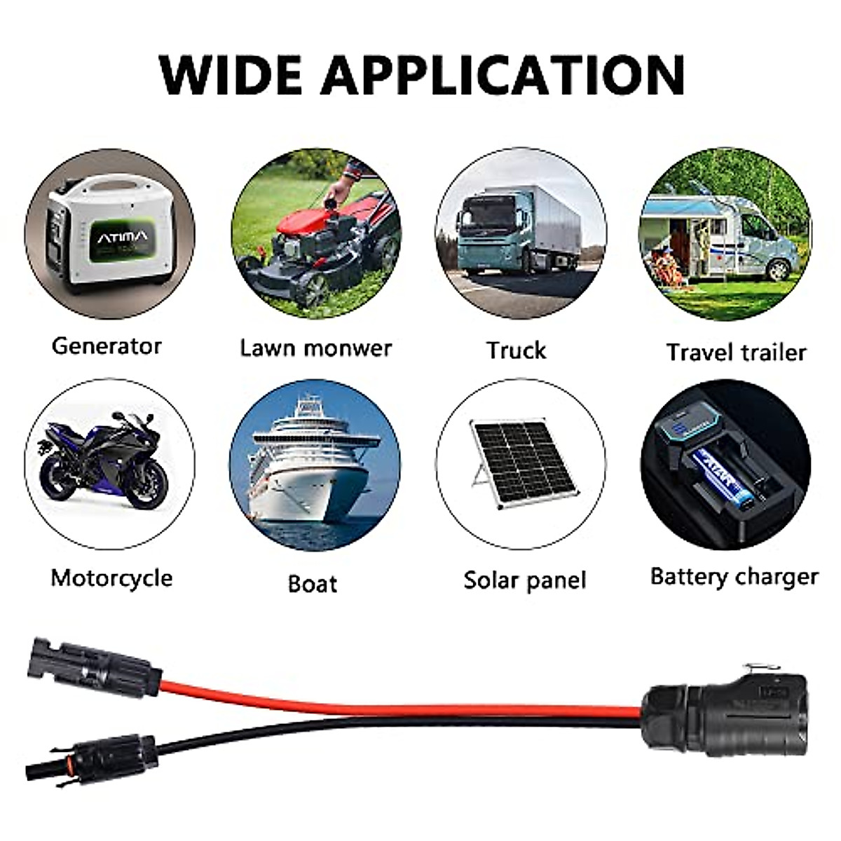 SinLoon 10AWG 2 Pin Power Industrial Circular Connector to Solar Cable Adapter, Solar Panel Cable,for Furrion,Solar Panel Suitcase,Forrest River RV Ports(45cm)