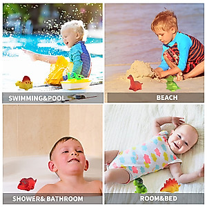 Aildysee Dinosaur Bath Toys, 6 Packs Light Up Floating Rubber Toys for Baby Children Toddler,Pool Water Bathtub Shower Toys for Kids Preschool in Holiday Christmas Birthday