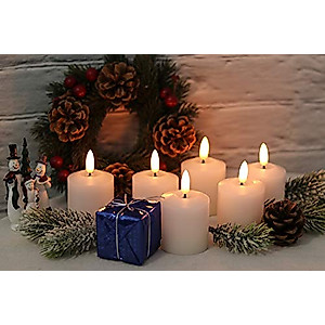 GenSwin Flameless Pillar Candles Flickering with Timer, Battery Operated Real Wax LED Votive 3D Wick Candles 6 Pack White(Battery Include, 2 x 3.2 Inch)