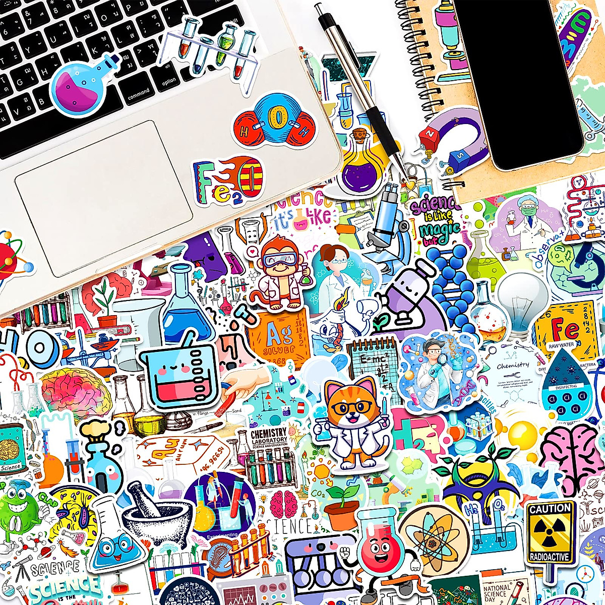300 PCS Science Stickers, Teacher Stickers for Kids, Physics Math Experiment Waterproof Stickers for Water Bottles Laptop Skateboard Notebook