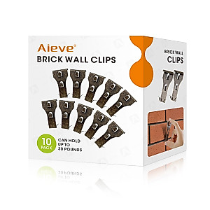 AIEVE Brick Wall Clips, 10 Pack Brick Hooks Brick Hangers for Hanging Outdoors No Drill, Fit 2-1/4 to 2-2/5inch Wall