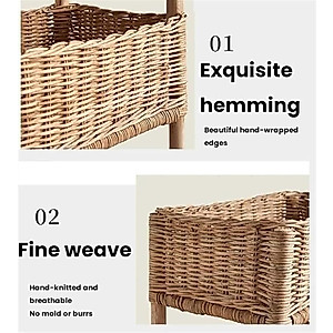 WKSPOO 3-Tier Rattan Storage Rack, Hand-Woven Storage Rack, Vertical Tiered Basket for Living Room, Bedroom, Kitchen, Bathroom(Brown,11.8X7.9X23.6in)