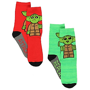 LEGO Star Wars Baby Yoda Kids Toddler 6 pack Crew Socks Set (Small (4-6), Multi)