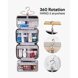 OlarHike Travel Toiletry Hanging Bag Waterproof Bags, Makeup, Toiletries, Jewelry, Travel Essentials 3 in 1 Packing Organizers, Travel-Sized Container, Large Capacity for Men Women (Black)