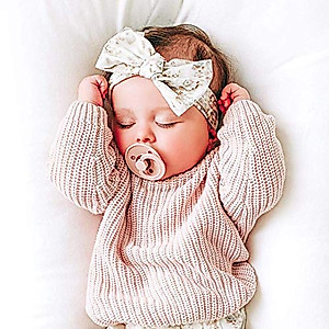 HEZIOWYUN Newborn Baby Girls Boys Knit Sweater Long Sleeve Knitted Sweaters Fall Winter Warm Crewneck Pullover for Toddler Clothes (Pale Pink, 6-12 Months)