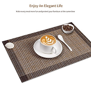 SENDAY Placemats, Set of 8 Heat-Resistant Placemats Stain Resistant Anti-Skid Placemats for Kitchen Table, Washable Durable PVC Table Mats Woven Vinyl Placemats