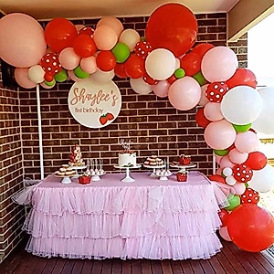 Strawberry Balloons Arch Kit 140pcs Strawberry Birthday Party Decorations Pink Green and Strawberry Balloon for Baby Shower Sweet Berry First Birthday Decoration