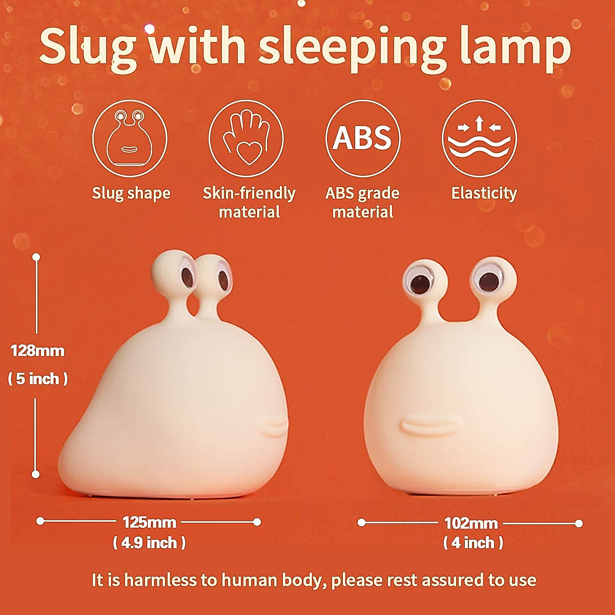 MUID Original Authentic Slug Night Light with Touch Sensor for Bedroom, Nursery Squishy Silicone Soft Night Light for Breastfeeding, Cute Animal Bedside Lamp for Baby Kids Teens