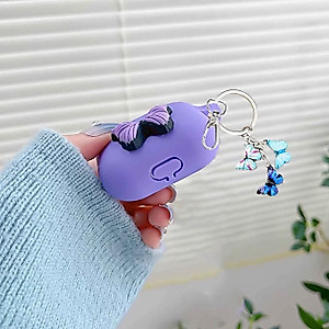 Butterfly Case for Airpod 3 Case,Cute Airpods 3rd Gen Case Cover for Apple AirPods 3rd Generation (2021), Funny Protective Silicone Case Accessories with Butterfly Keychain for Women Girl (Purple)