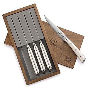 Cangshan | Thomas Keller Signature Collection 4-Piece Forged Straight Edge Steak Knife, Walnut Box