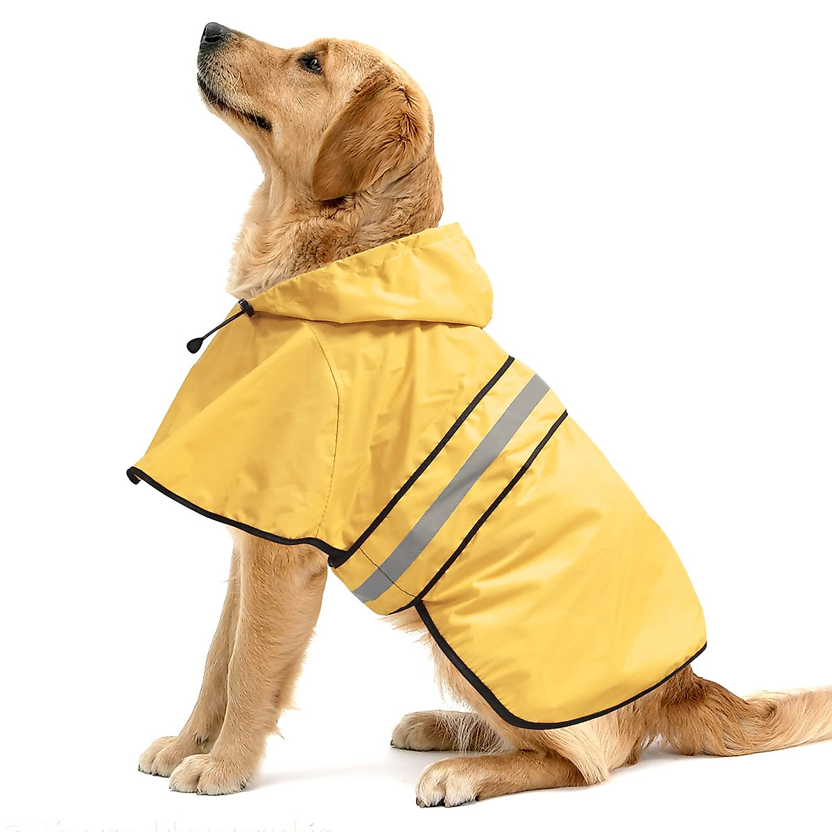 Ezierfy Reflective Dog Rain Coats - Waterproof Adjustable Pet Raincoat Jacket, Lightweight Dog Apparel & Accessories Raincoat for Small to X- Large Dogs(Yellow, Large)