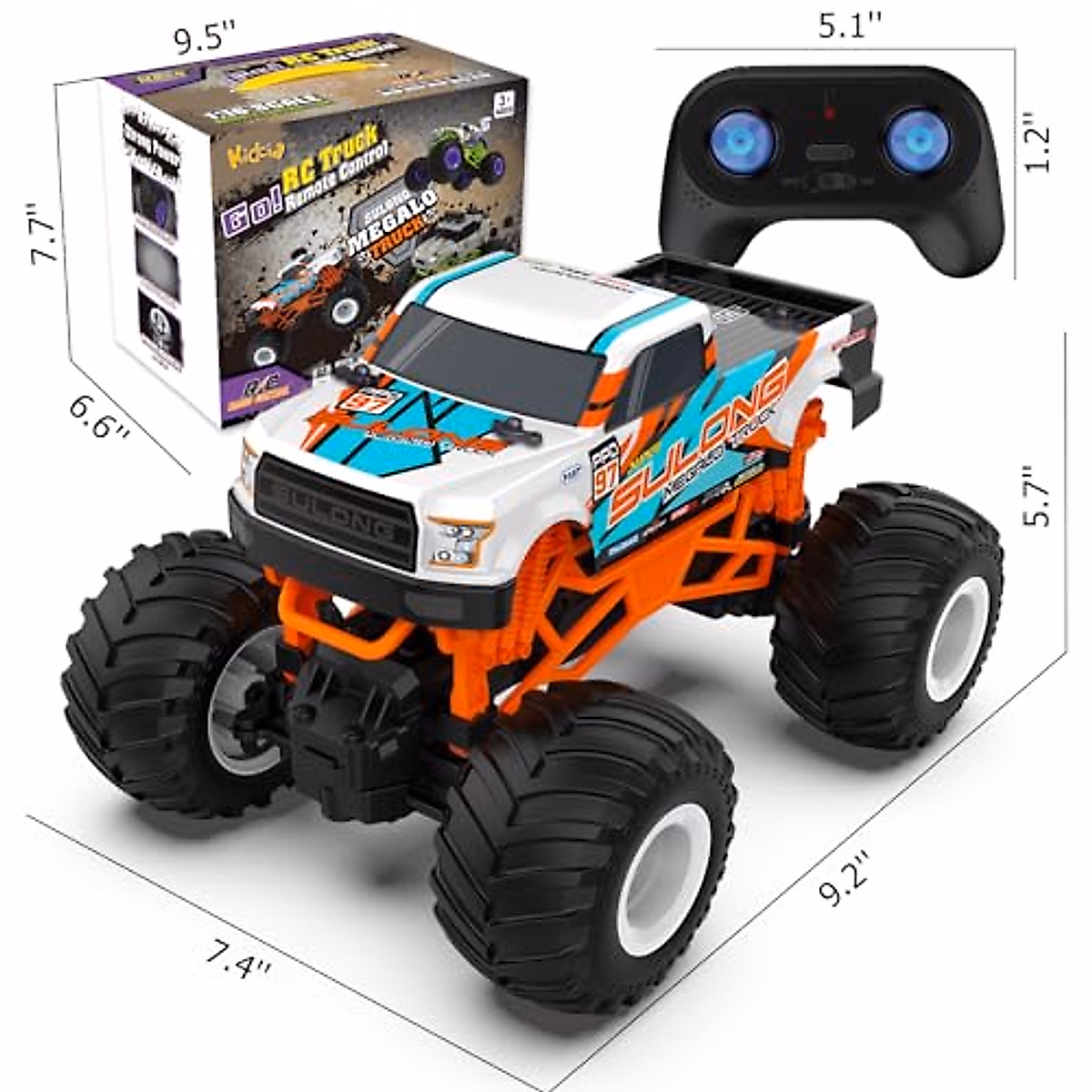 Kidcia 1:16 Scale RC Monster Truck - 2.4GHz All Terrain Car for Kids 4-12, 20 Km/h Off Road RC Truck, Christmas or Birthday Gift