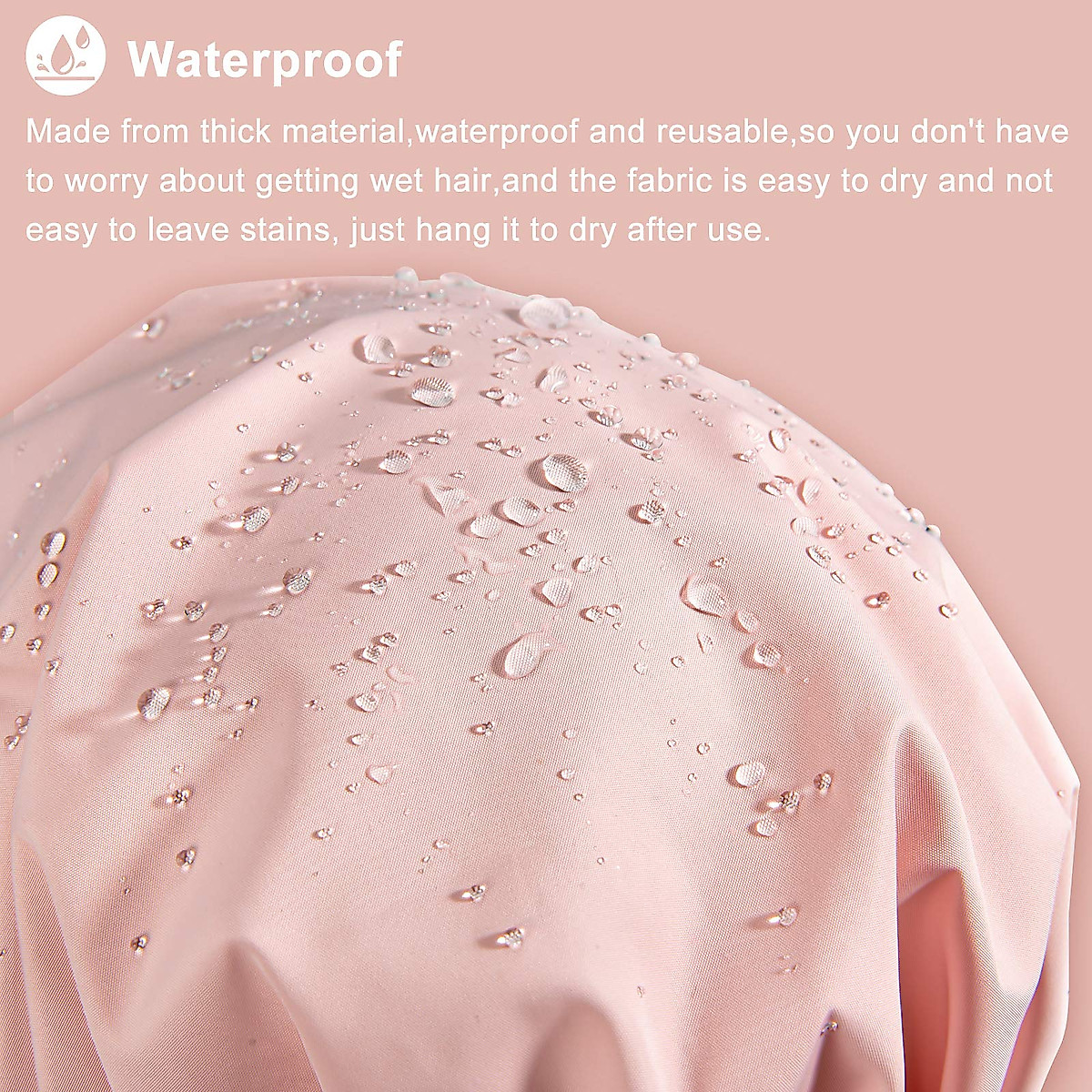 Whaline Large Shower Caps Pink Black Bowknot Bath Hair Caps Reusable Waterproof Turban Shower Hat Adjustable Bath Cap for Women Girl Beauty Hair Spa Bathing Home Travel, 2 Pack