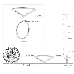 Dazzlingrock Collection Ladies Minimalist Guard Chevron V Shape Stackable Classical Simple Plain Matching Wedding Band | 10K White Gold, Size 8.5