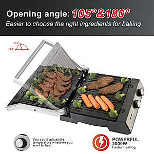 FELAYZA Smokeless Indoor Electric Grill & Panini Press, 8-Serving, Nonstick Removable Plate, Temp & Time Adjustable, Indoor Table Aluminum Grill with Removable Drip Tray for BBQ, Sandwich, Pancake etc