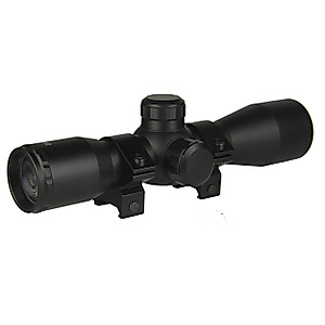 TWP 4x32 Compact Hunting Crossbow Archery Scope, Multiple Range Reticle, 1" Tube and Mid-Height Weaver Ring Mount