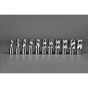 Annular Cutter Set 13 pcs JESTUOUS 3/4 Inch Weldon Shank 1 Cutting Depth and Cutting Diameter from 7/16 to 1-1/16 for Mag Drill Press HSS Standard Kit Two Flat with 2 Pilot Pins