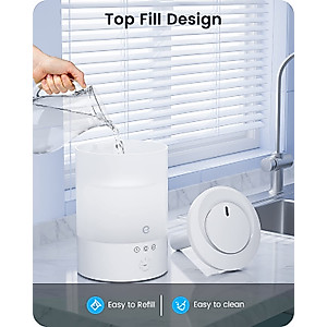 Cool Mist Humidifiers for Bedroom Large Room, Esemoil 2.5L Smart WiFi Baby Air Humidifier with Top-Fill & 28dB Quiet, 24H Ultrasonic Diffuser for Plants, 8 Color Light, Voice Control, Works with Alexa