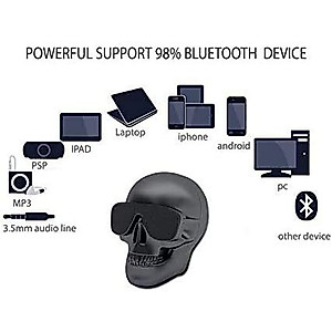 Mingyuan Bluetooth Speaker with Skull Head Shape Portable Wireless Speaker for Desktop PC/Laptop Notebook/Mobile Phone/MP3/MP4 Player(Cable Charger Gift)