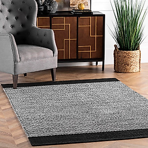 nuLOOM Noura Simple Cotton Flatweave Area Rug, 8x10, Black