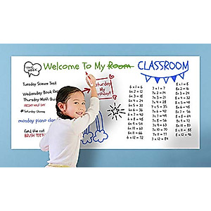 Wizard Wall® Instant Whiteboard, Repositionable Dry Erase Surface, 13” x 25’ Roll