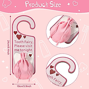 Qunclay Tooth Fairy Tooth Holder Tooth Fairy Door Hanger Bag Tooth Fairy Baby Teeth Keepsake Container for Lost Teeth Kids Boys Girl Milk Teeth Encourage Gift(Cute Style)