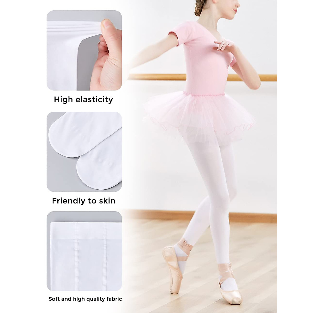 PUPIU Toddler Tights Ballet Tights for Girls Pantyhose School Uniform Dance Tights Light Green M