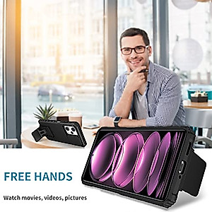 YOUULAR Case Compatible with Xiaomi Redmi Note 12 Pro 5G/Xiaomi Poco X5 Pro 5G Dimensional Bracket Sliding Window Mobile Phone Case Shockproof Protective Phone Cover Poco X5 Pro Military Cases Black