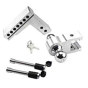 PROEZE Adjustable Trailer Hitch Ball Mount, Fits 2.5-Inch Receiver, 6-Inch Drop/Rise Aluminum Drop Hitch, 18500LBS, 2-Inch and 2-5/16-Inch Balls Equipped with 2 latches with Locks