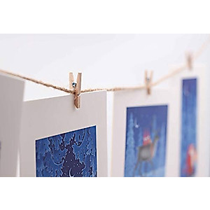 Mini Clothespins | 250 Pieces Mini Clothespins with 65 Feet of Jute Twine | 1-Inch Natural Wooden Clips for Decorations and Gifts by Voatation