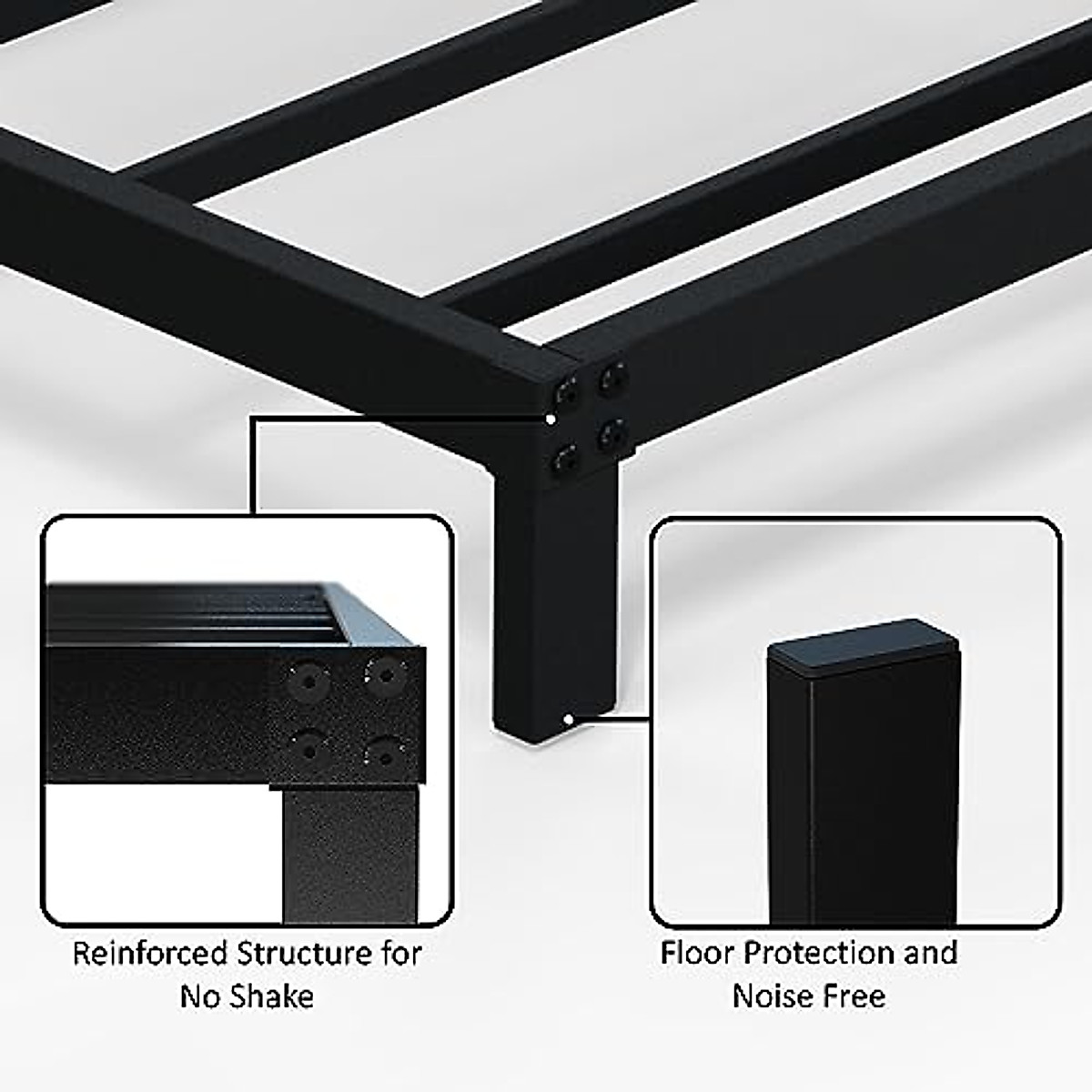 EMODA 6 Inch King Bed Frame No Box Spring Needed, Heavy Duty Metal Platform with Steel Slats, Noise Free, Easy Assembly, Black