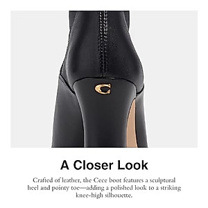 Coach Women's Cece Leather Boot Knee High, Black, 8.5