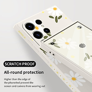 LEECG for Samsung Galaxy S23 Ultra Case, for Galaxy S23 Ultra Case Flowers Butterfly Anti Slip Shockproof Flexibility Soft Silicone Protector Phone for Samsung Galaxy S23 Ultra Case-Daisy White