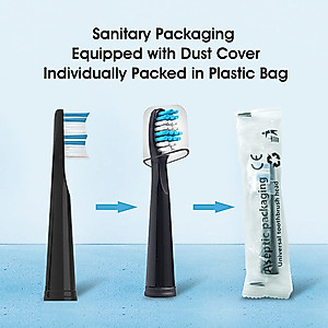 Replacement Toothbrush Heads Compatible with fairywill Electric Toothbrush, Model FW-507/FW-508/2011/959/917/551, D1/D3/D7/D8,W Shape Design Planted with Nylon Bristle (6 Pack - Black)