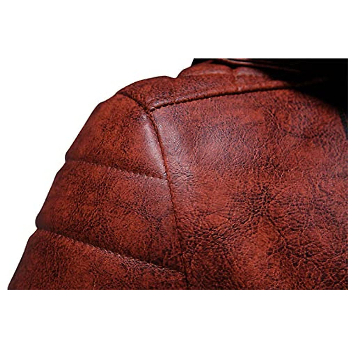 Maiyifu-GJ Men's Faux Leather Biker Jacket Vintage Asymmetric Zip Motorcycle Jackets PU Lightweight Coat with Removable Hood (Red,X-Large)