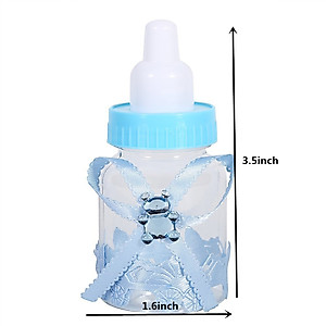 50pcs Cute Feeding Bottle Shape Candy Boxes,3.5 Inch Mini Fillable Bottle,Shower Box Candy Box for Birthday Christening Gift Party Decorations Blue