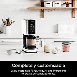Ninja NC301 CREAMi Ice Cream Maker, for Gelato, Mix-ins, Milkshakes, Sorbet, Smoothie Bowls & More, 7 One-Touch Programs, with (2) Pint Containers & Lids, Compact Size, Perfect for Kids, White
