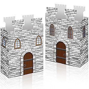 12 Pcs Castle Favor Boxes Medieval Party Decoration Cardboard Castles Knight Princess Party Supplies DIY Candy Treat Box for Dragon Birthday Party Baby Shower Table Decorations