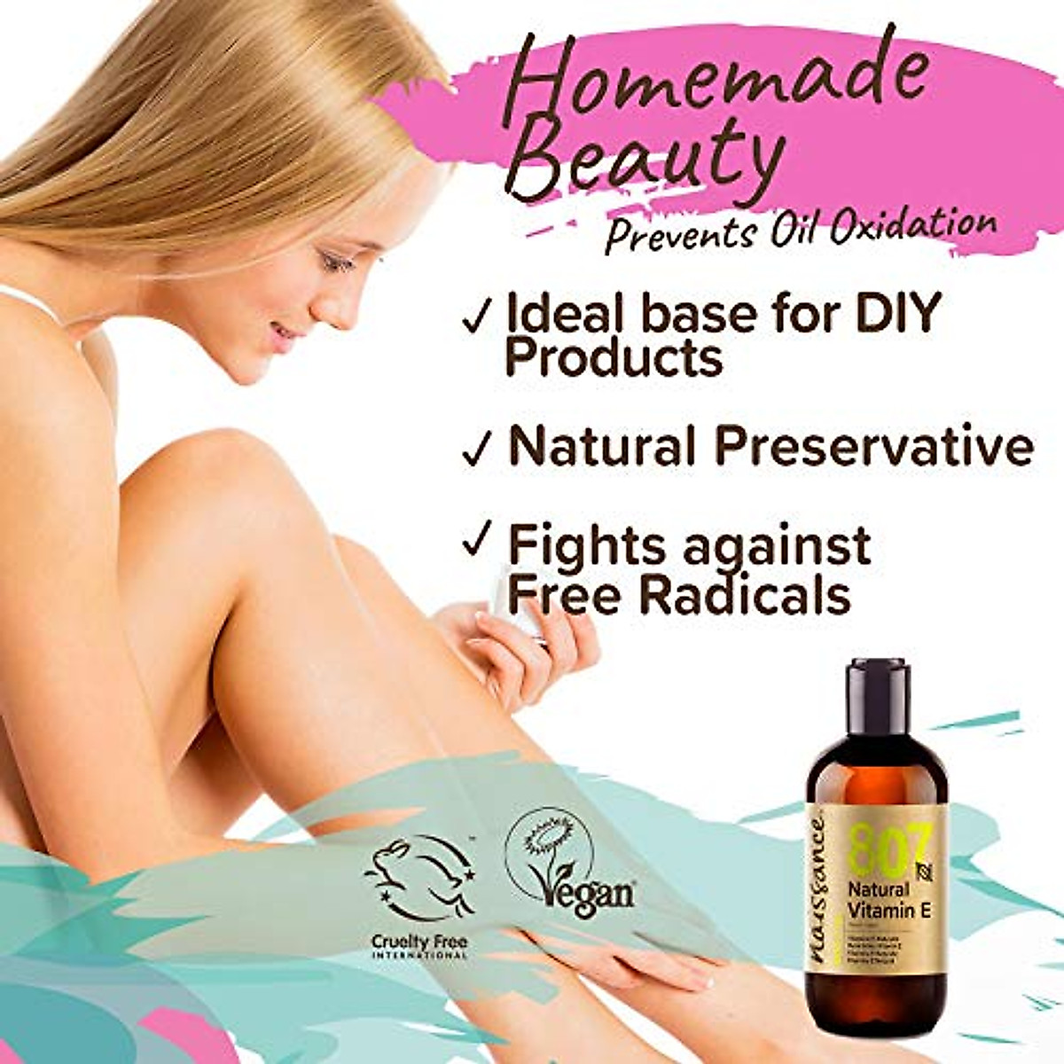 naissance Natural Vitamin E Oil 8 fl oz - Pure, Natural, Vegan, Cruelty Free, Hexane Free, Non GMO - Ideal for Aromatherapy, Skincare, Haircare, Nailcare and DIY Beauty Recipes