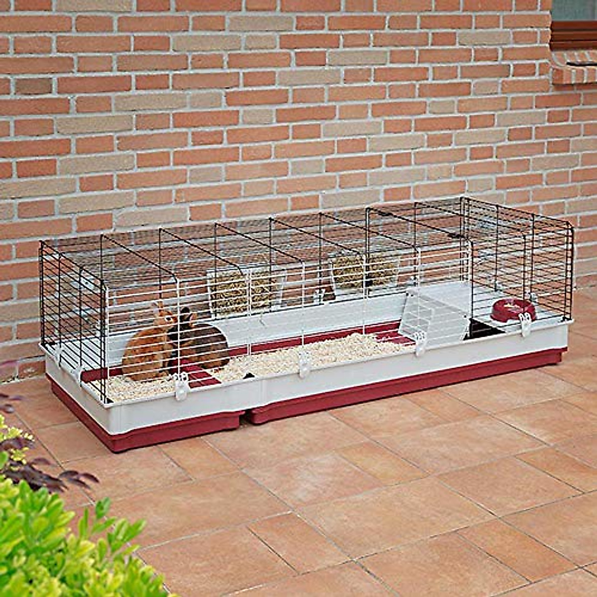 Ferplast Krolik XXL Rabbit Cage with Wire Extension, Rabbit Cage Includes All Accessories & Measures 63.8 L x 23.62 W x 19.68 H Inches, 1-Year Warranty, 63.78 x 23.62 19.62 x 19.68", Multicolor