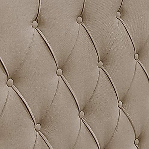 Lillian August Modern Wingback Upholstered Headboard with Diamond-Tufting, Soft Fabric Bedroom Accent Furniture, Eastern King, Beige