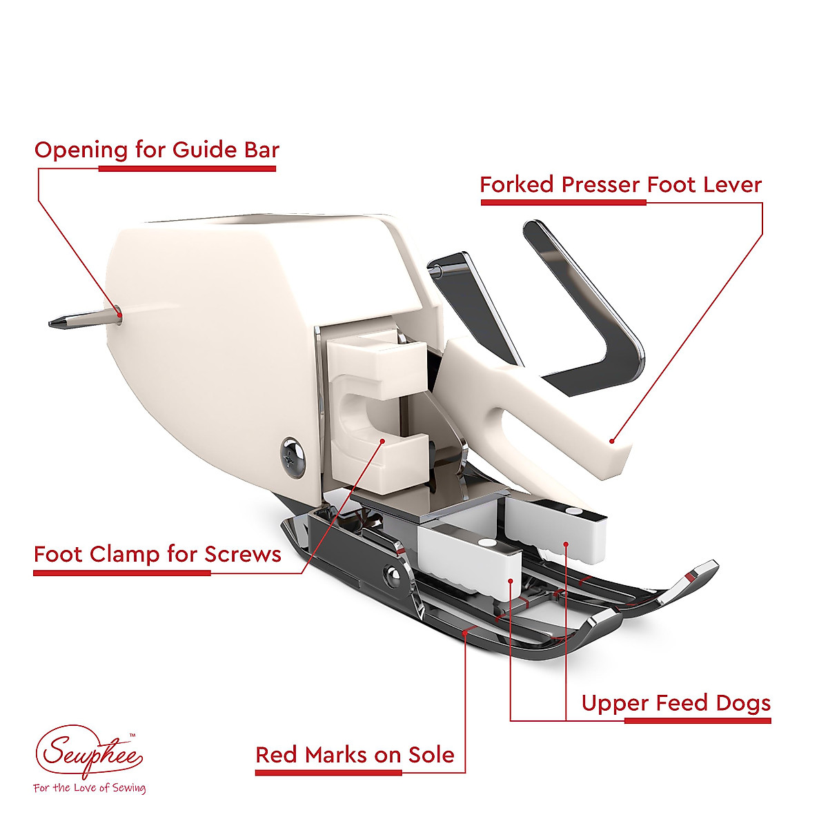2024 Upgraded Open Toe Walking Foot W/Guide Plus Bonus 1/4" Quilting Foot - Fits Brother, Singer Sewing Machines