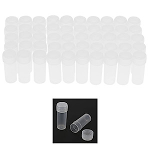 Hilitand 50Pcs 5ml Volume Plastic Sample Bottles Small Storage Container Test Tube Vial Storage Container 15mmx40mm/0.59x1.57inch